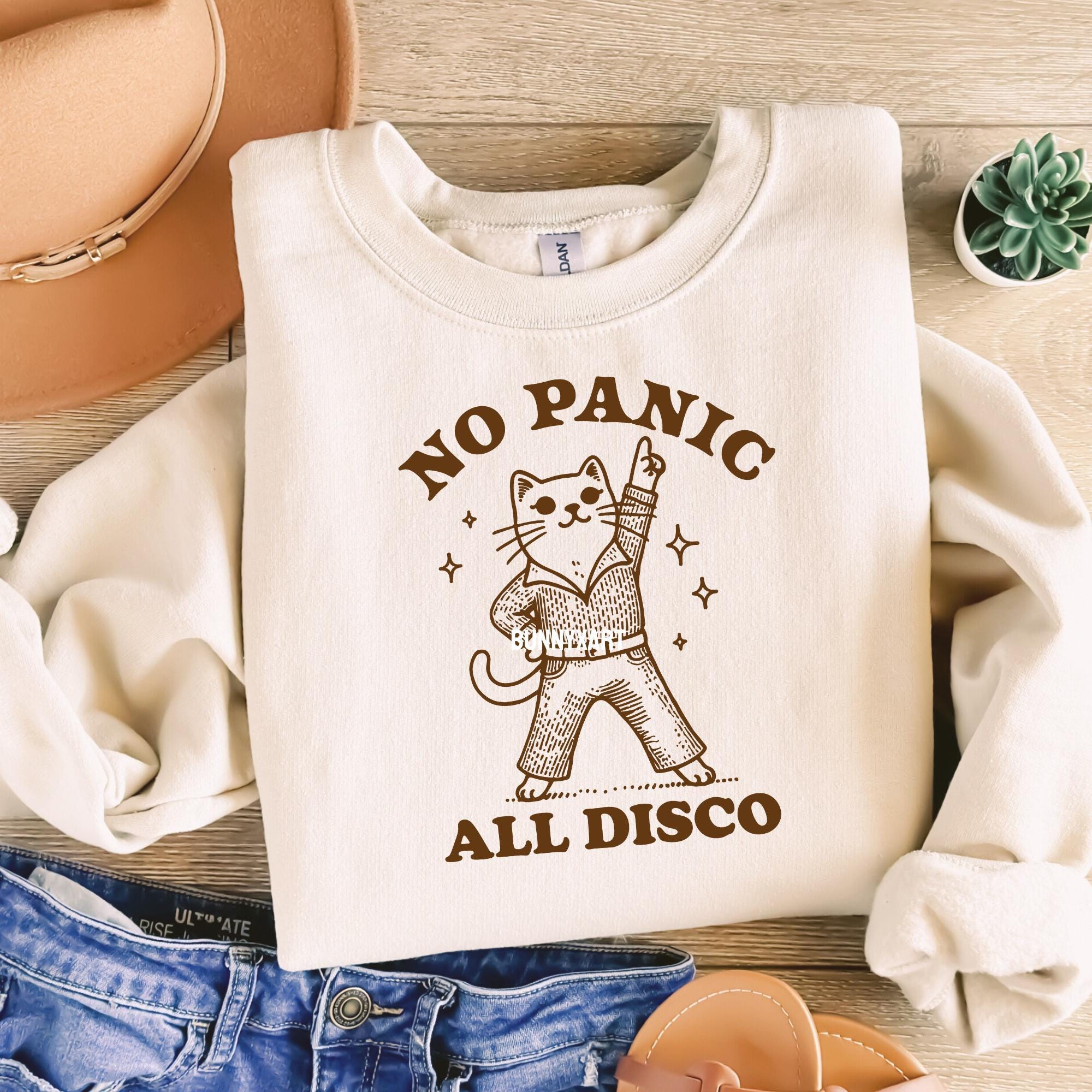 No Panic All Disco SVG PNG, Vintage Retro Disco Cat, Funny Cat Shit ...