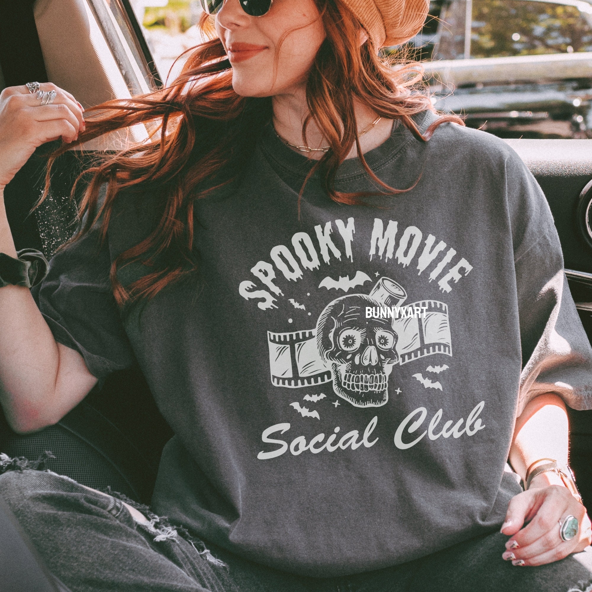 Spooky Movie Social Club SVG PNG Files, Trendy Funny Skeleton Halloween ...