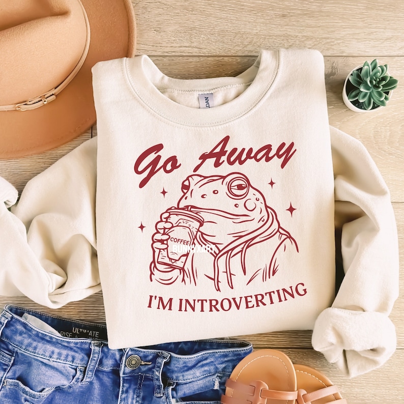 Go Away I'm Introverting, SVG PNG Files, Funny Coffee Frog Shirt, Ugly ...