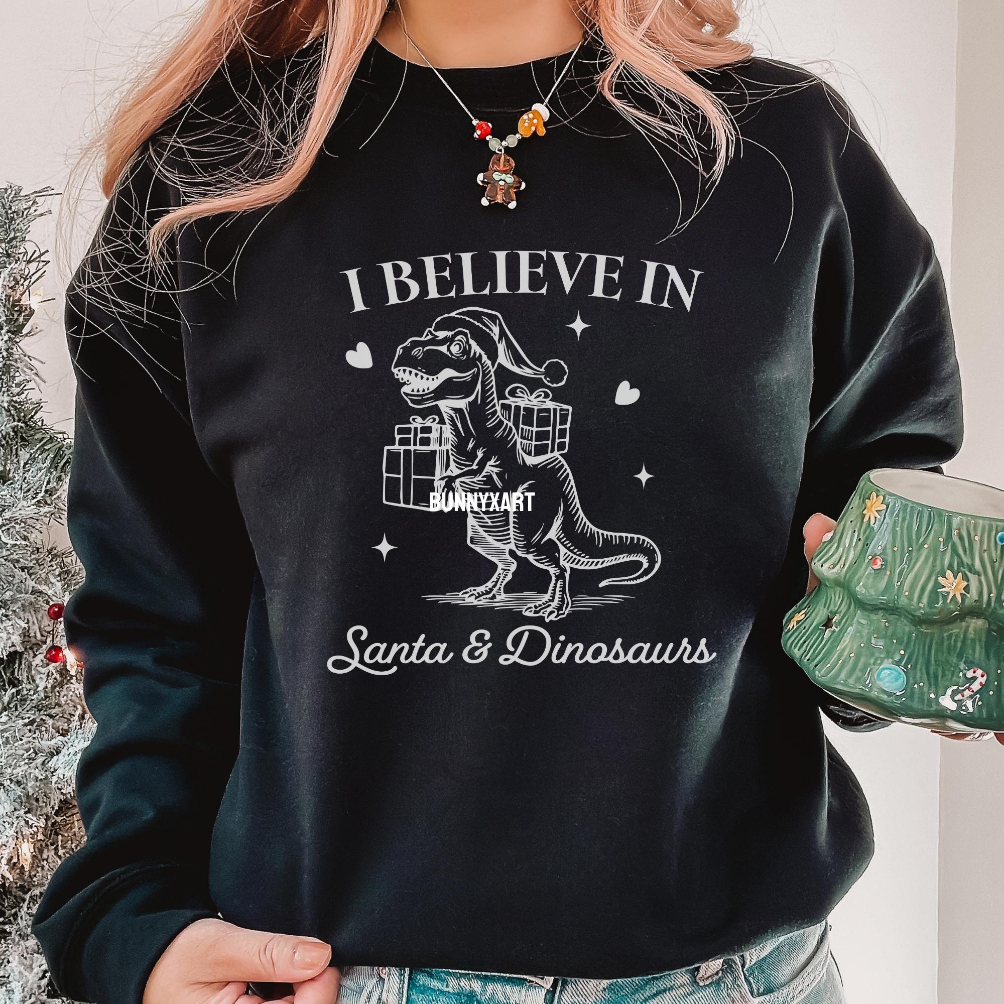 I Believe in Santa and Dinosaurs SVG PNG, Vintage Retro Christmas ...