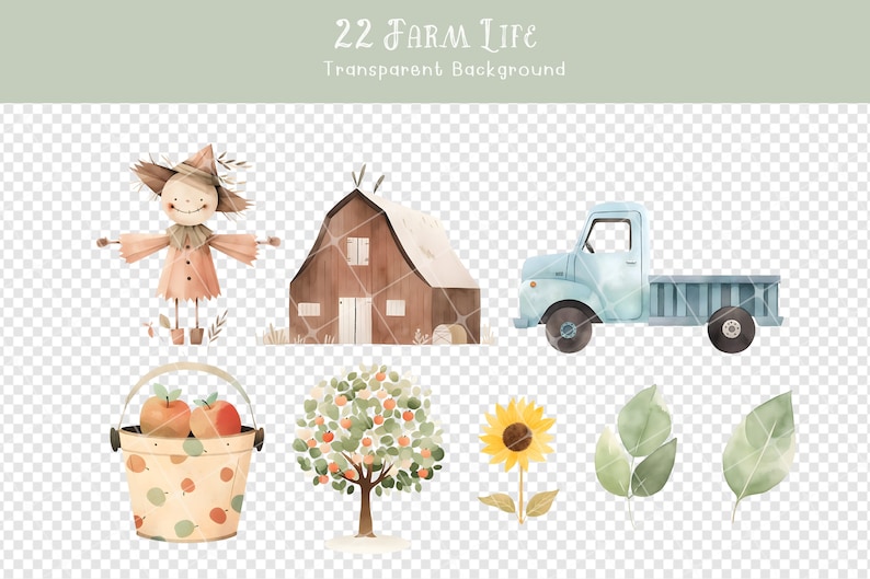 22 Cute Farm Watercolor Clipart Animal Farm Nursery Decor - Etsy