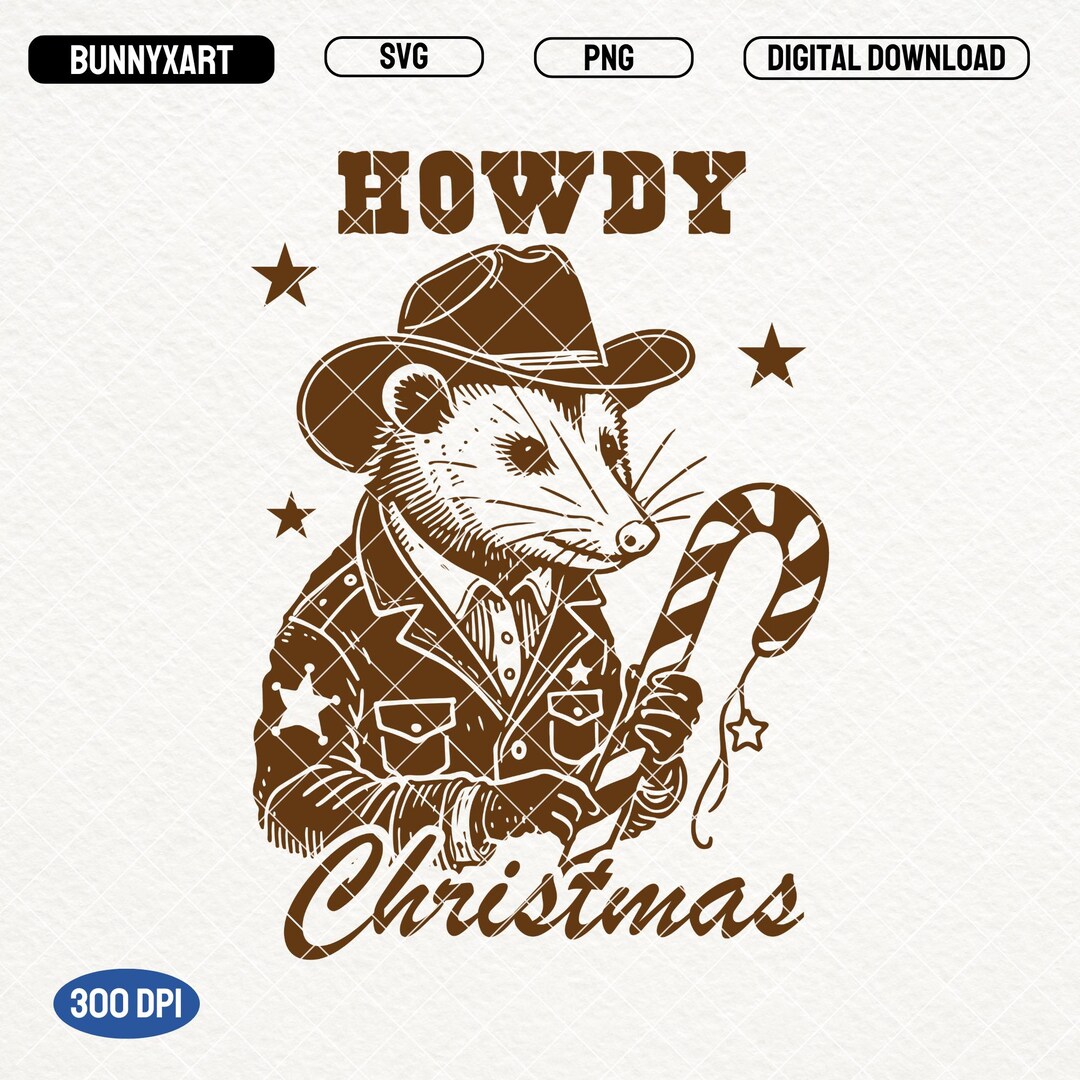 Howdy Christmas SVG PNG, Christmas Cowboy Opossum Svg, Christmas ...