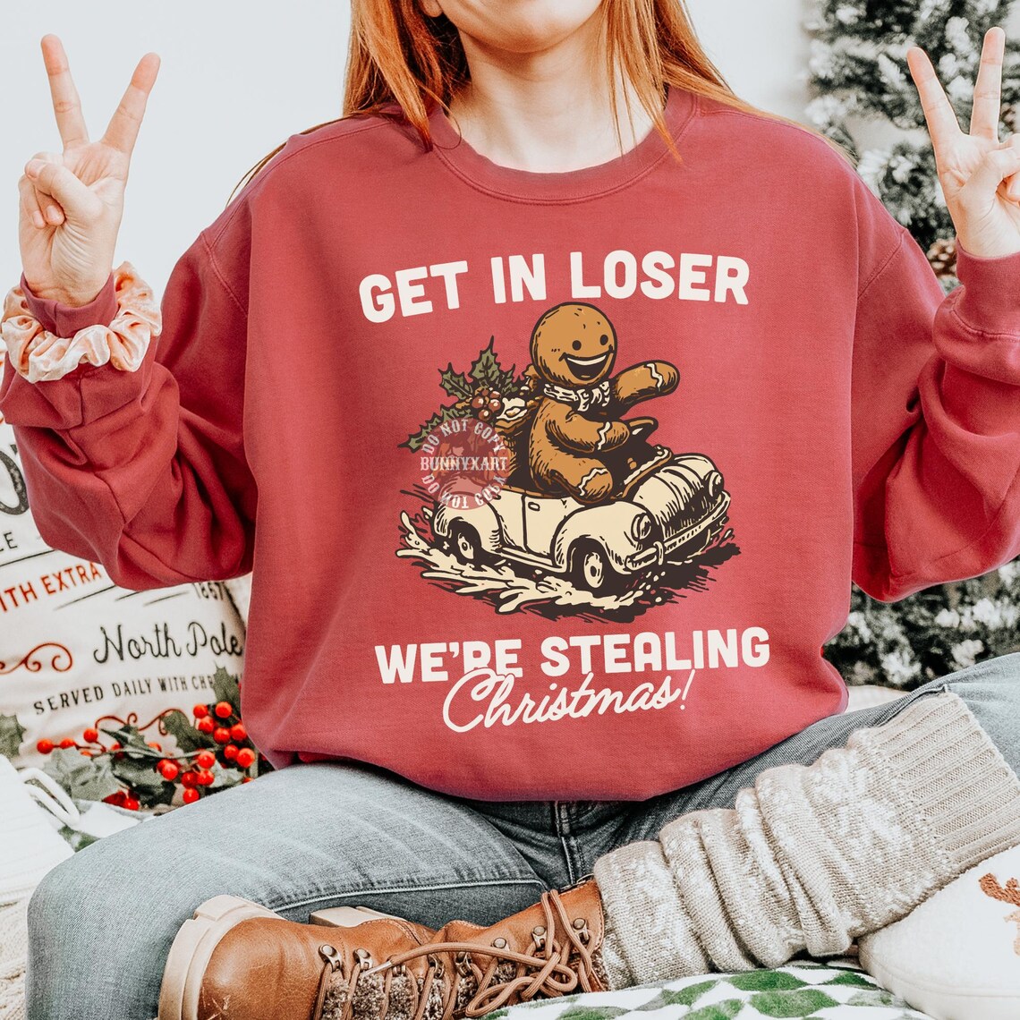 Get in Loser We're Stealing Christmas PNG, Funny Gingerbread Man, Mean ...