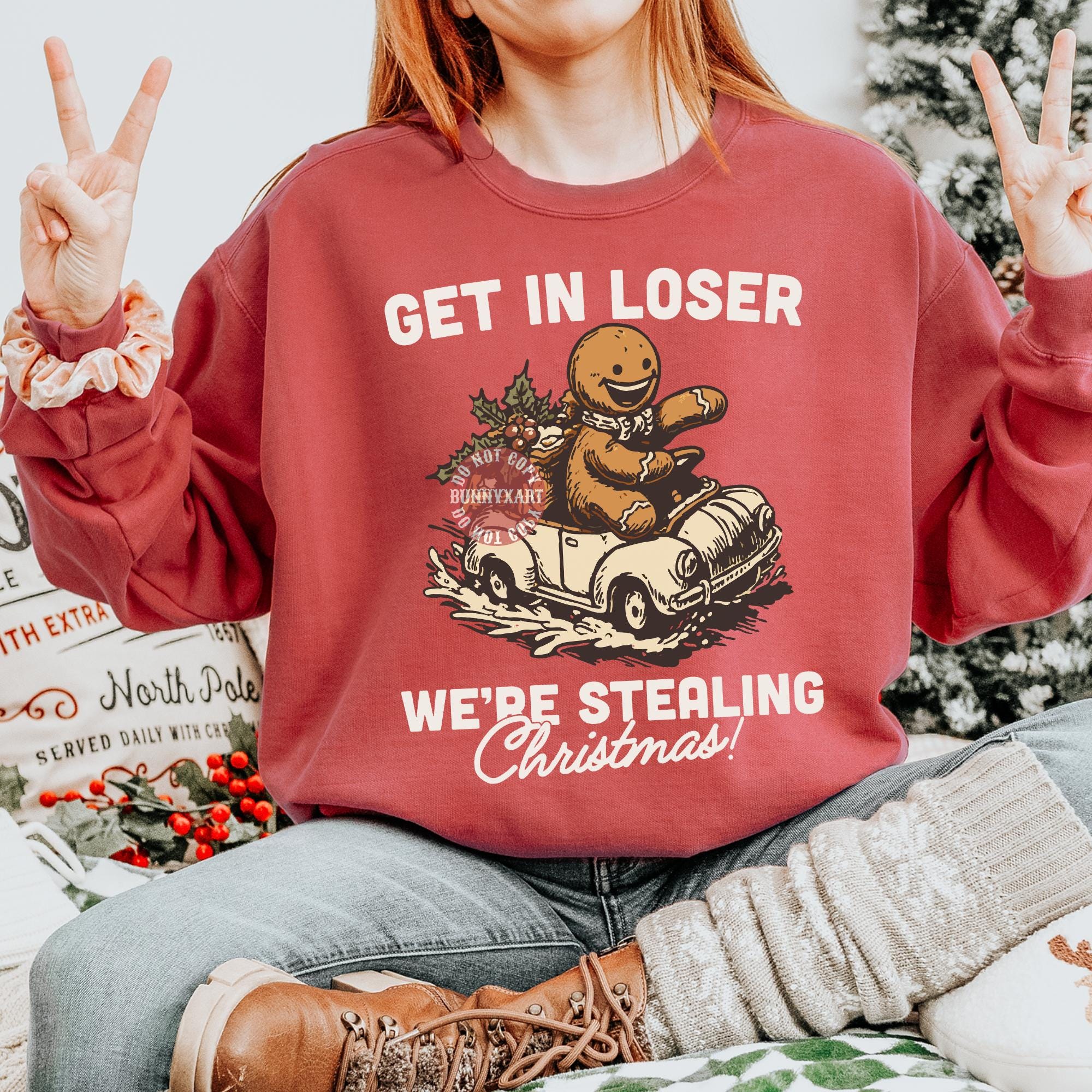 Get in Loser We're Stealing Christmas PNG, Funny Gingerbread Man, Mean ...