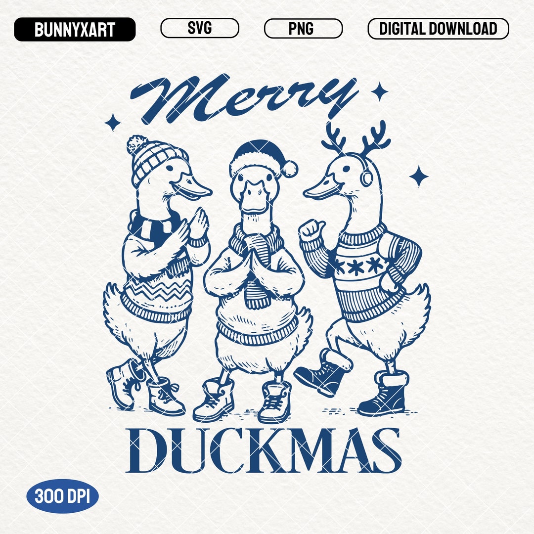 Merry Duckmas SVG PNG, Funny Christmas Duck Svg, Santa Duck Png, Trendy ...