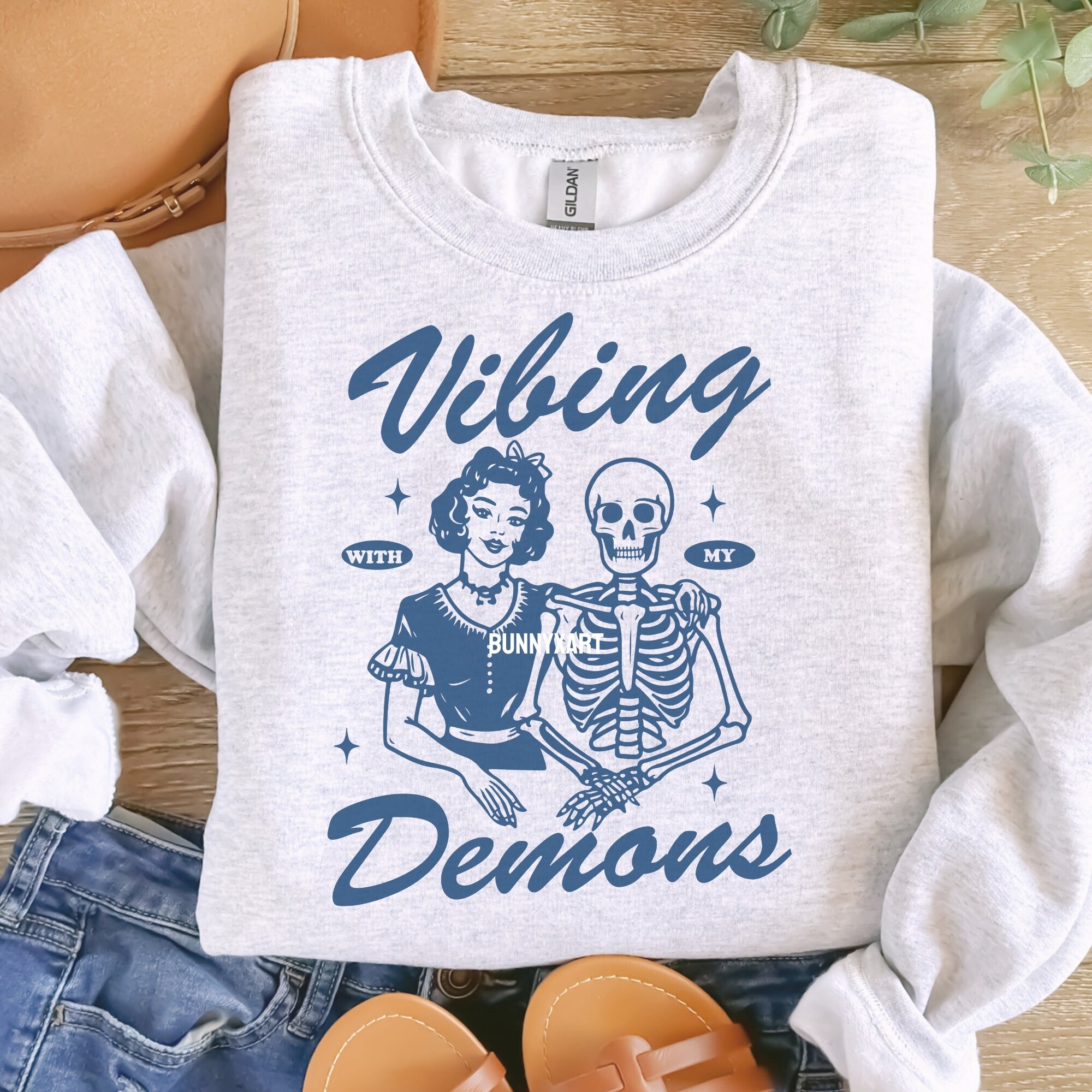 Vibing With My Demons, SVG PNG Files, Funny Retro Halloween Girl Shirt ...
