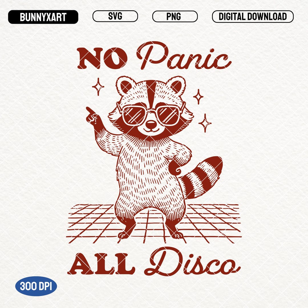 No Panic All Disco SVG PNG, Vintage Retro Funny Raccoon SVG, Trendy ...