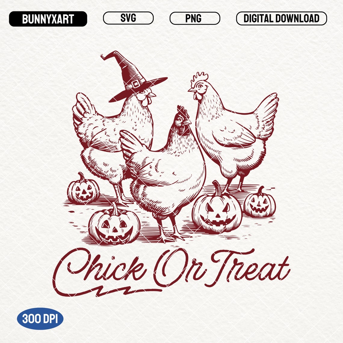 Chick or Treat SVG PNG, Vintage Halloween Chicken Witch, Ghost Chickens ...