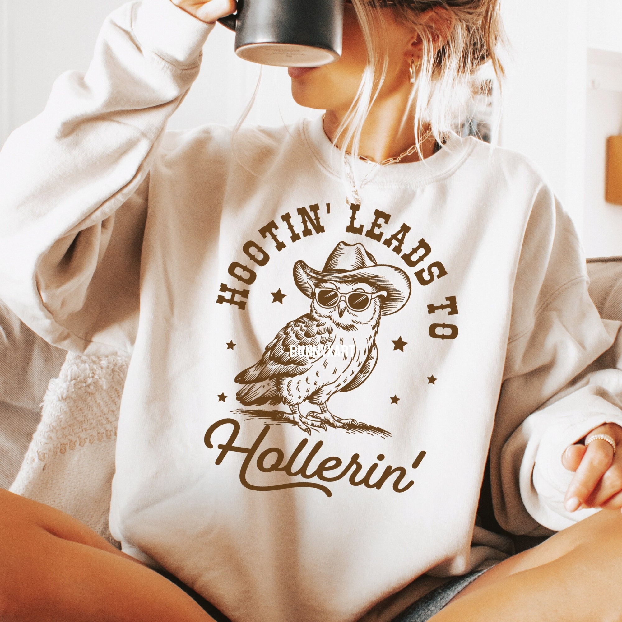 Hootin' Leads to Hollerin, SVG PNG Files, Vintage Western Owl Design ...