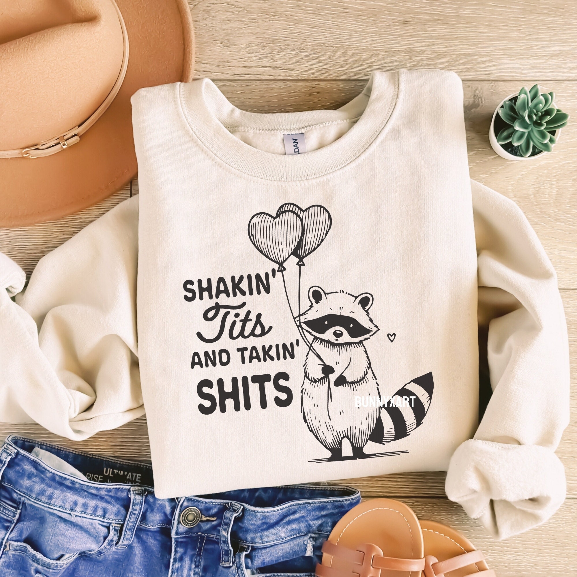 Shakin' Tits and Takin' Shits, SVG PNG Files, Trendy Funny Raccoon ...