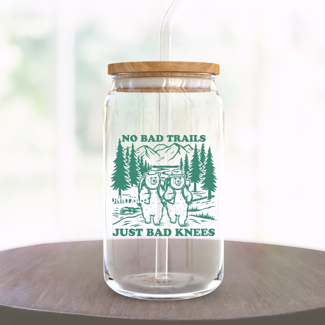 No Bad Trails Just Bad Knees SVG PNG Files, Vintage Hiking Cute Bear ...