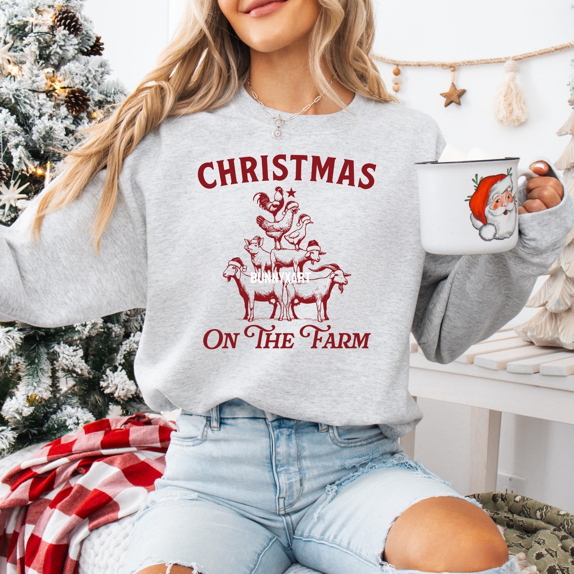 Christmas on the Farm SVG PNG, Funny Christmas Farm Animal SVG ...