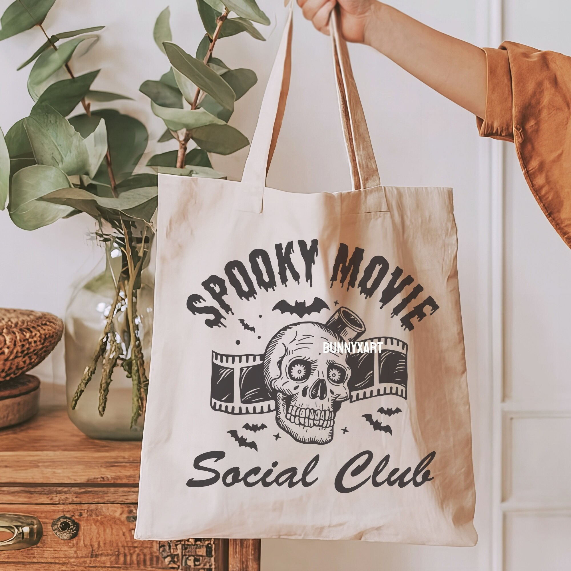 Spooky Movie Social Club SVG PNG Files, Trendy Funny Skeleton Halloween ...