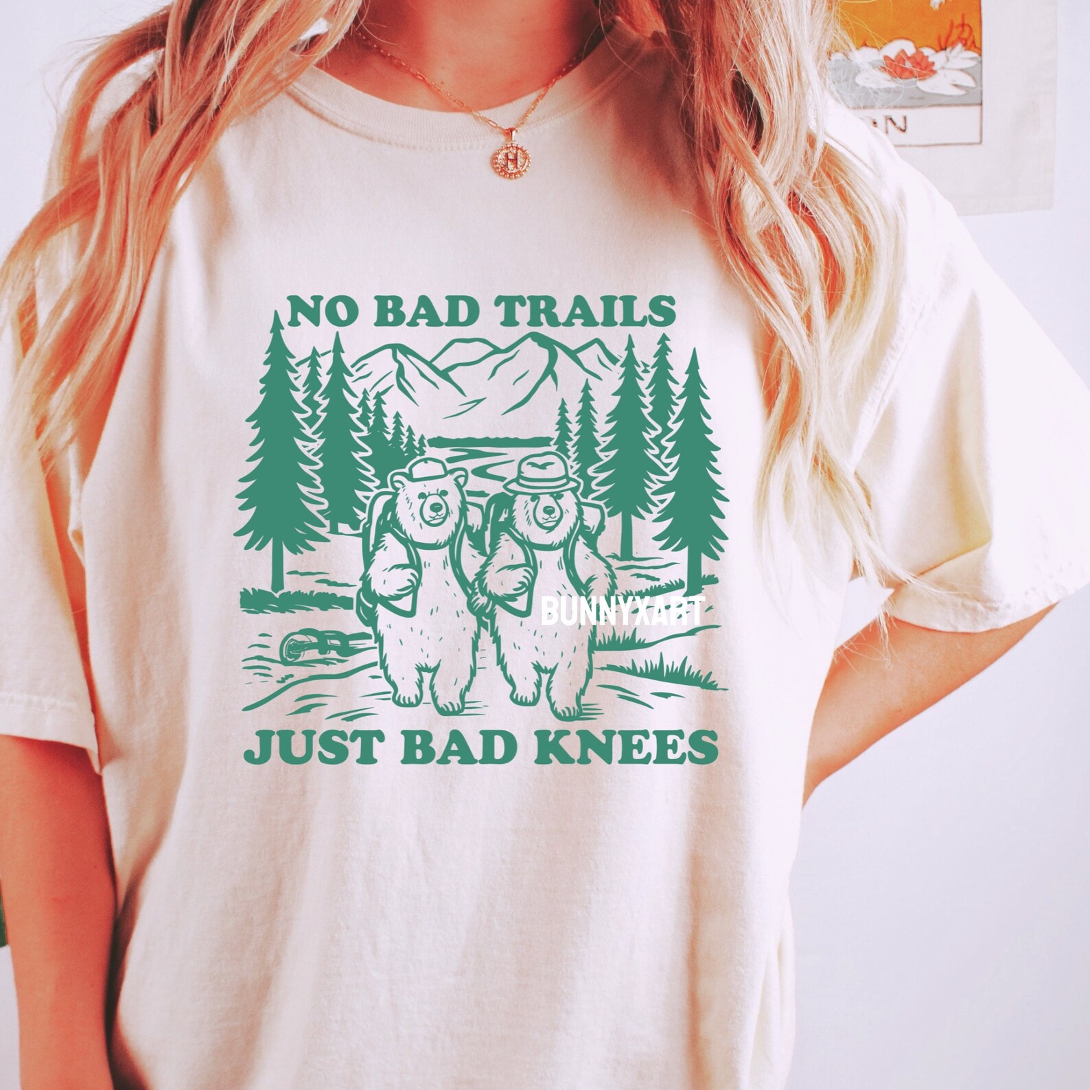 No Bad Trails Just Bad Knees SVG PNG Files, Vintage Hiking Cute Bear ...
