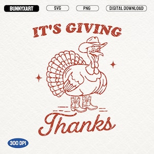 Funny Cowboy Turkey Thanksgiving SVG PNG, Retro Fall Design (digital ...