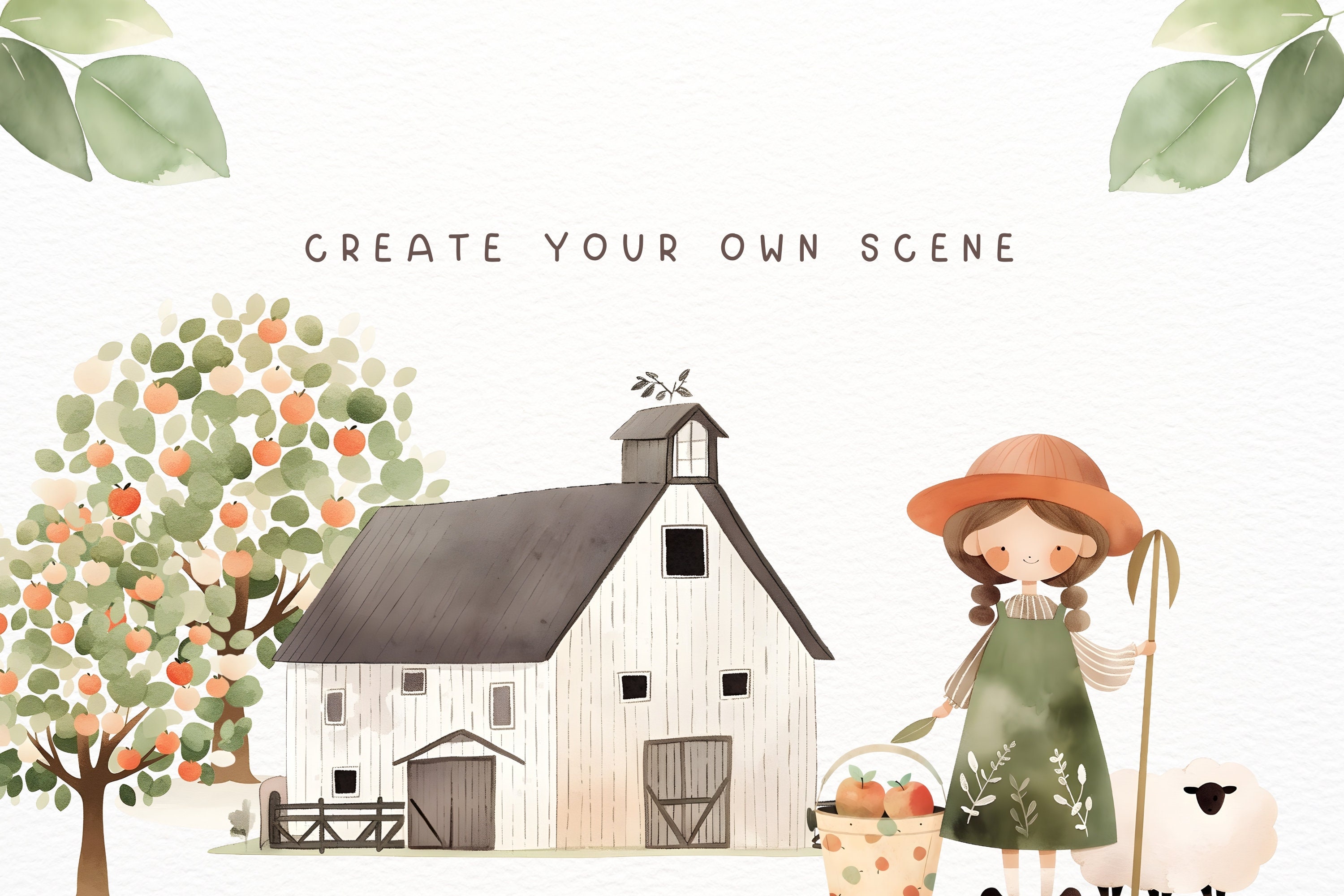 22 Cute Farm Watercolor Clipart Animal Farm Nursery Decor - Etsy