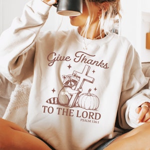 Give Thanks to the Lord SVG PNG, Raccoon Fall Design for Tee, Fall ...