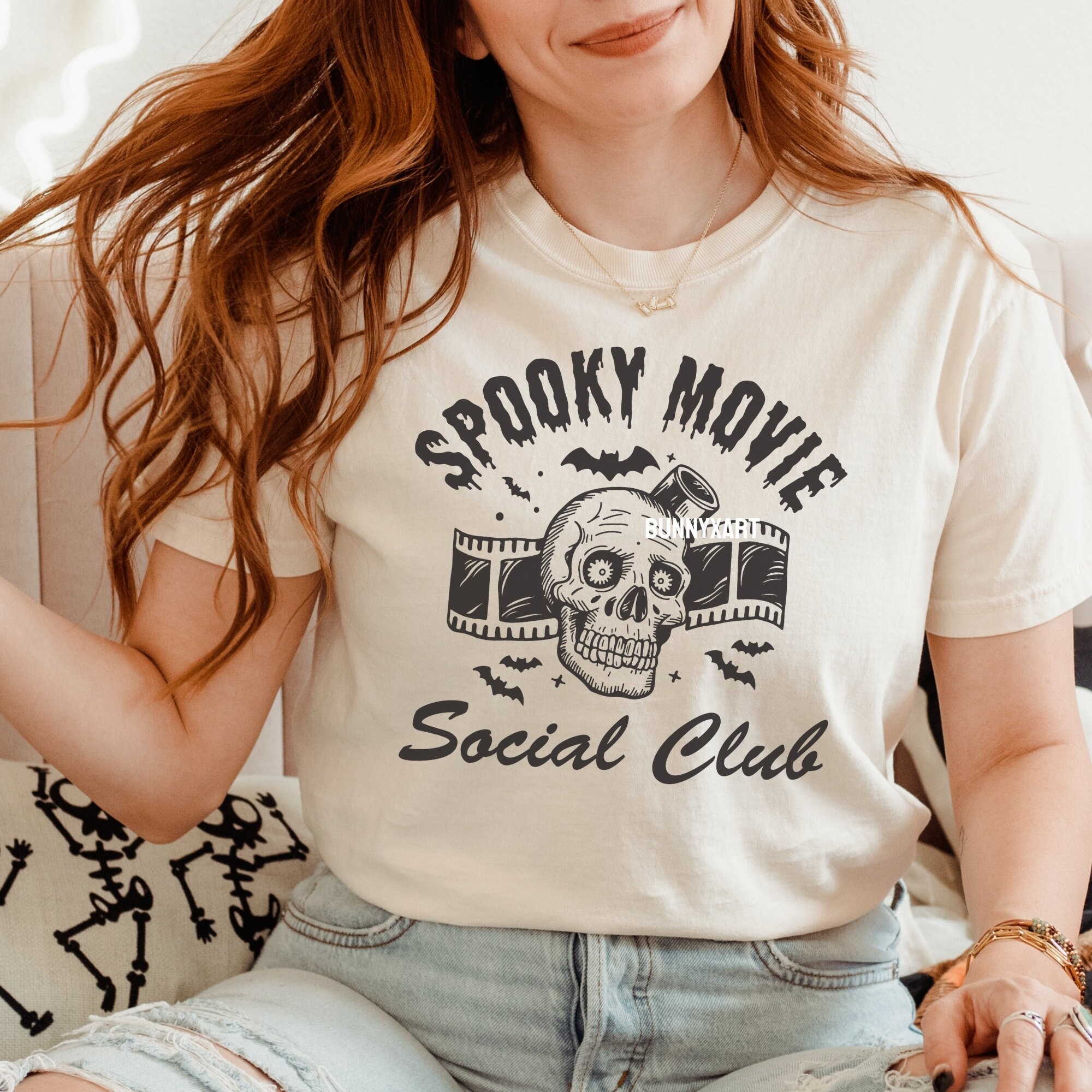 Spooky Movie Social Club SVG PNG Files, Trendy Funny Skeleton Halloween ...