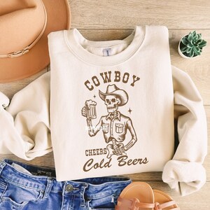Cowboy Cheers Cold Beers, SVG PNG Files, Vintage Funny Cowboy Skeleton ...