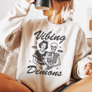 Vibing With My Demons, SVG PNG Files, Funny Retro Halloween Girl Shirt ...