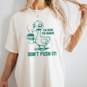 I'm Here I'm Awake Don't Push It SVG PNG, Funny Silly Goose, Coffee ...