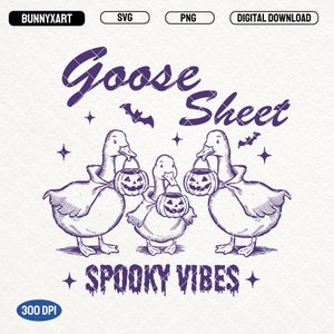 Halloween Goose, SVG PNG Files, Goose Sheet Spooky Vibes, Funny Goose ...