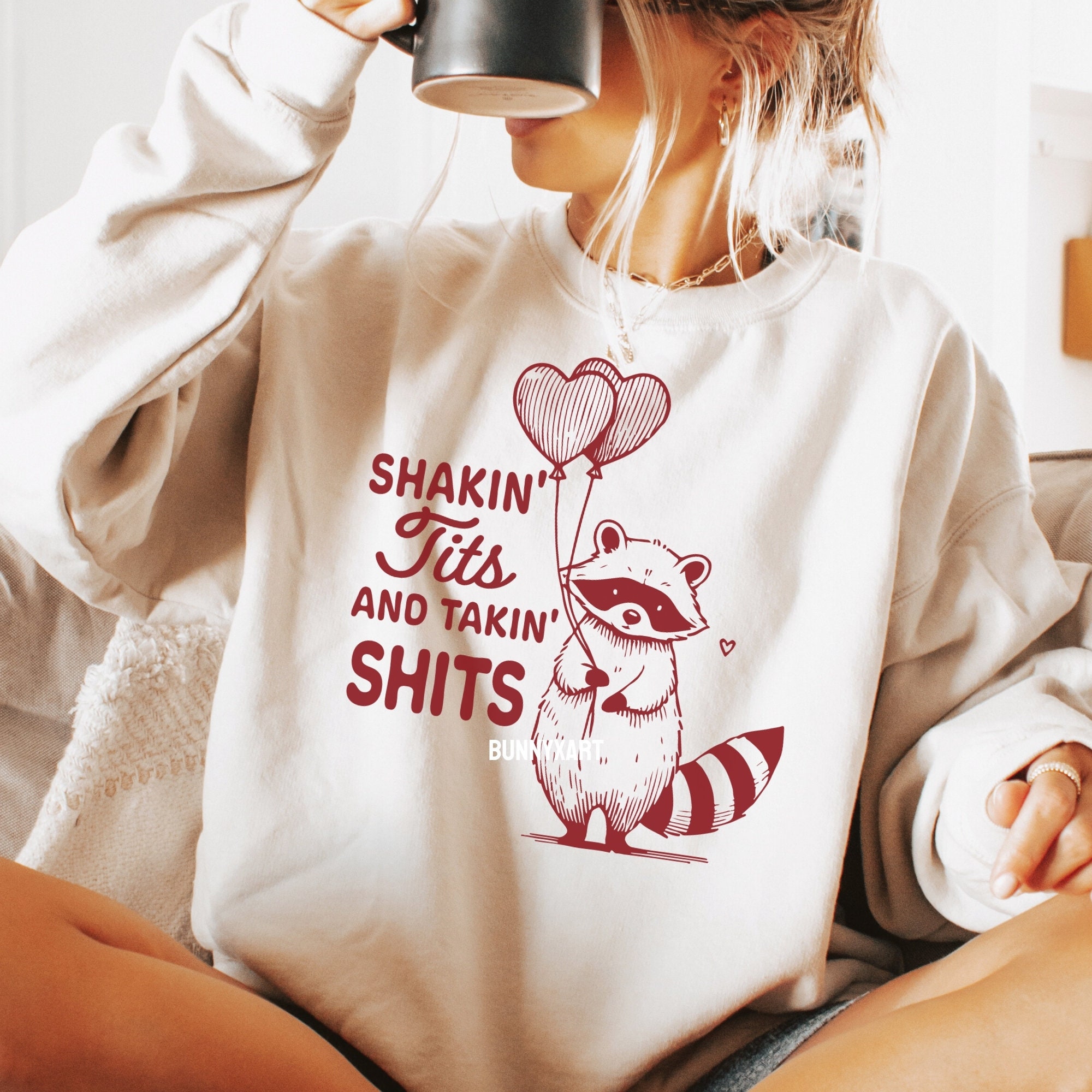 Shakin' Tits and Takin' Shits, SVG PNG Files, Trendy Funny Raccoon ...
