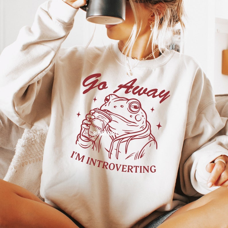 Go Away I'm Introverting, SVG PNG Files, Funny Coffee Frog Shirt, Ugly ...