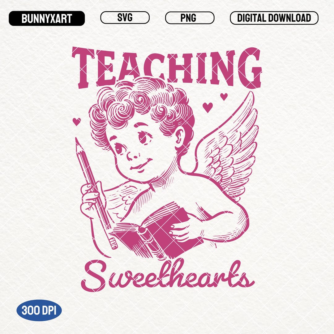 Teaching Sweethearts SVG PNG, Valentines Day Teacher, Vintage Retro ...