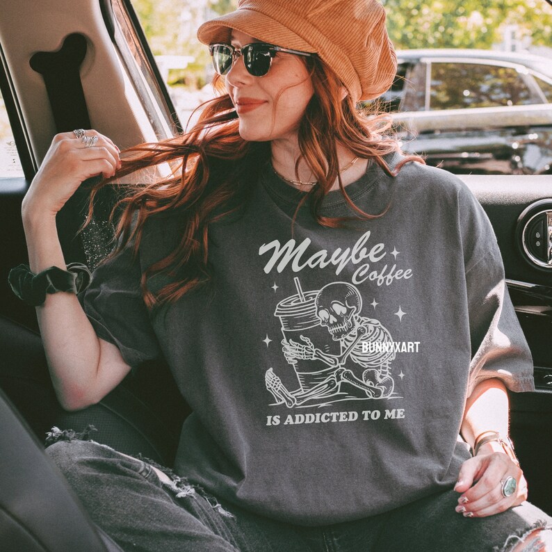 Maybe Coffee is Addicted to Me, SVG PNG Files, Vintage Funny Skeleton ...