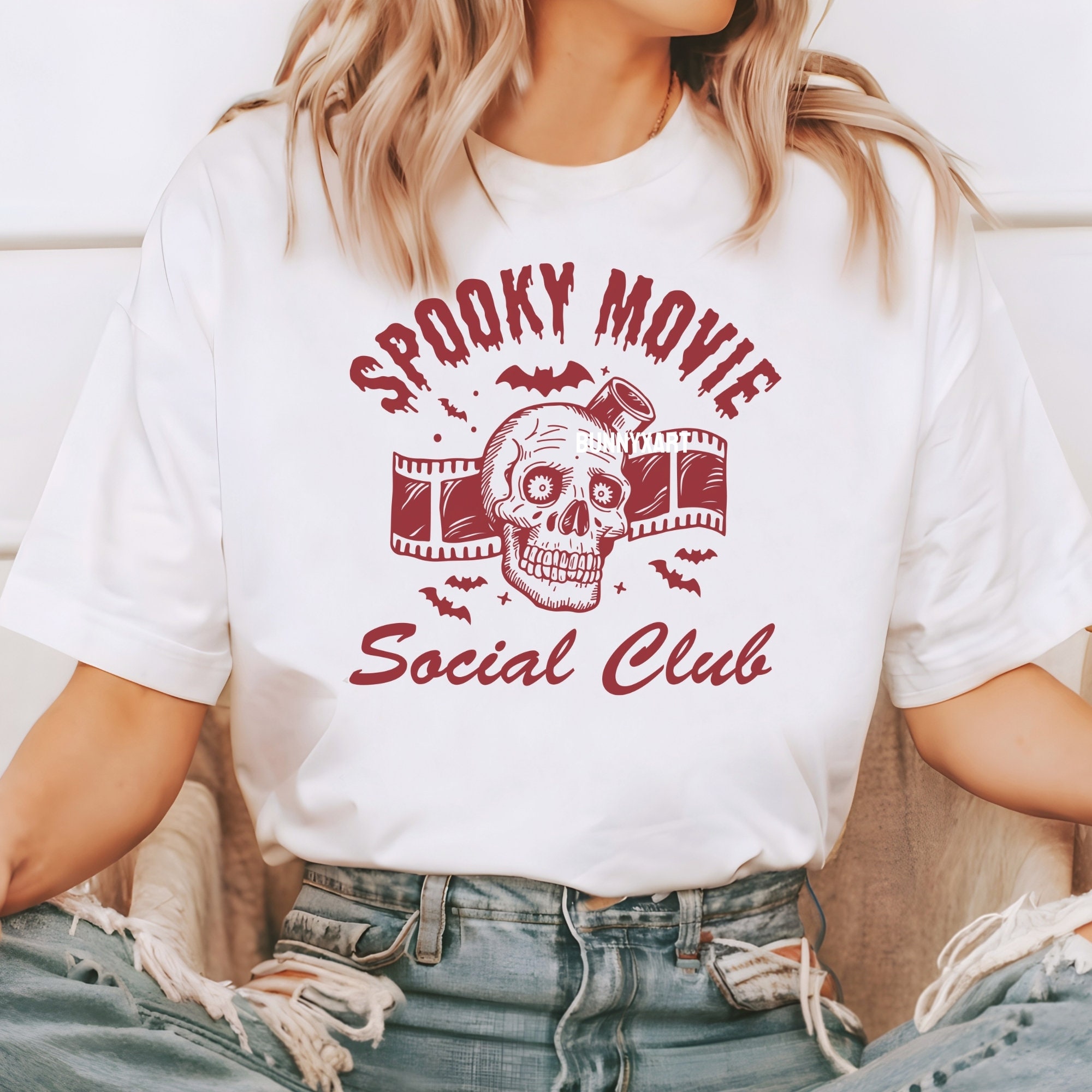 Spooky Movie Social Club SVG PNG Files, Trendy Funny Skeleton Halloween ...