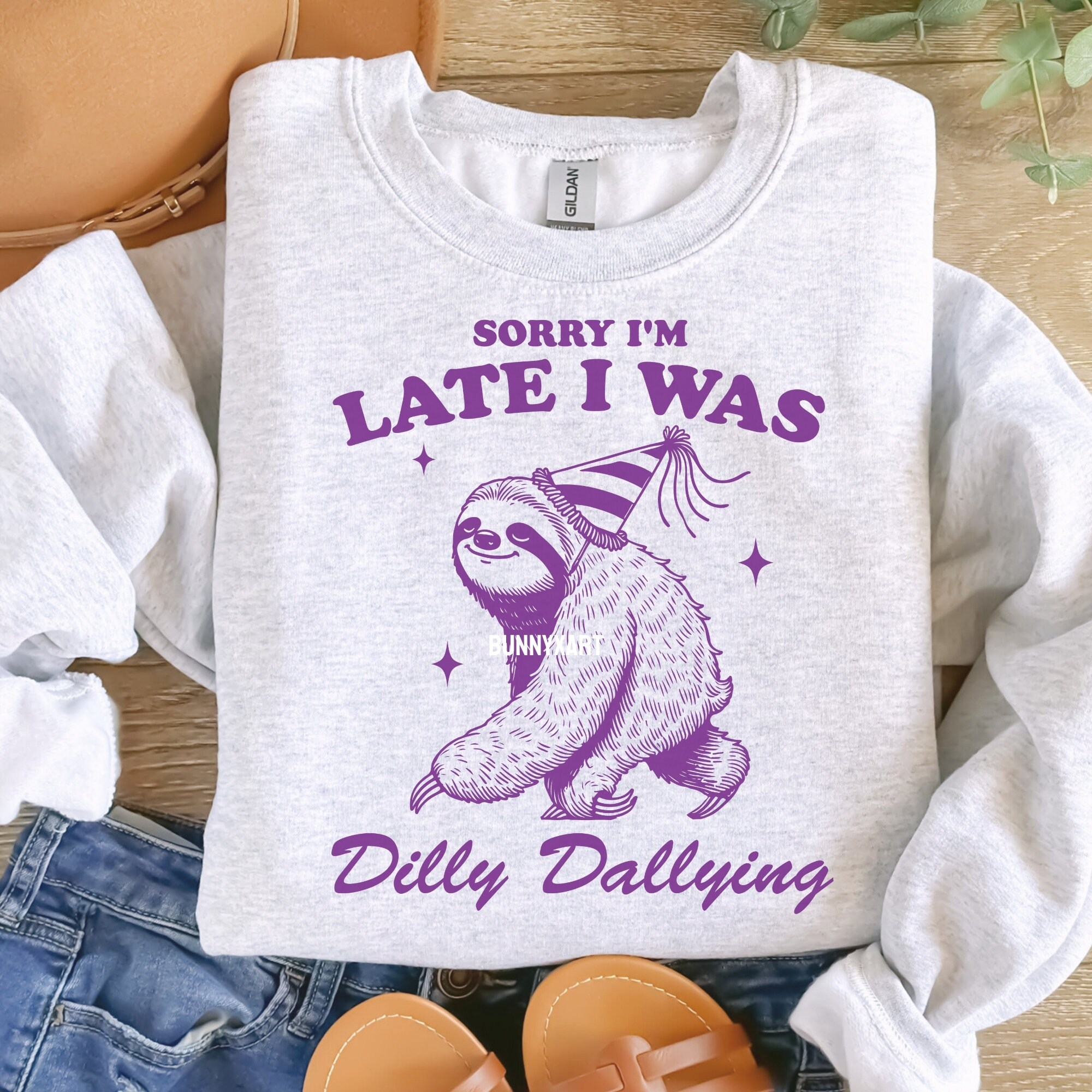 Sorry I'm Late I Was Dilly Dallying, SVG PNG Files, Funny Sloth With a ...