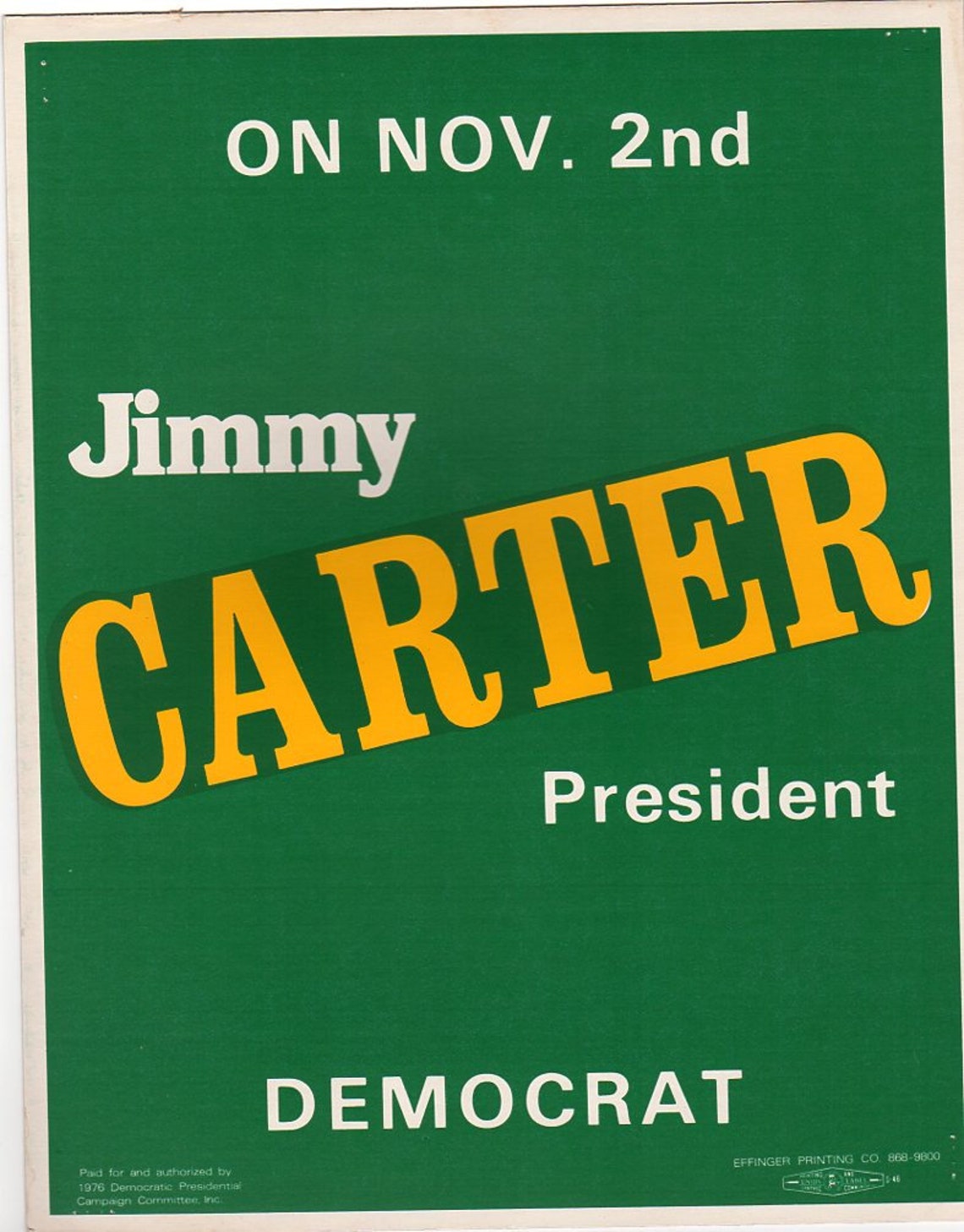 Original President Jimmy Carter 1976 Campaign Poster - Etsy