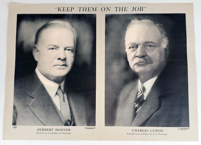 Original 1928 Herbert Hoover & Charles Curtis Campaign Poster - Etsy
