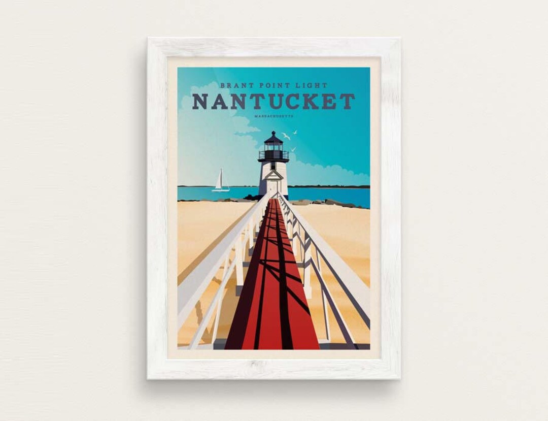 Nantucket Vintage Style Travel Giclée Poster Art Print / Brant Point ...