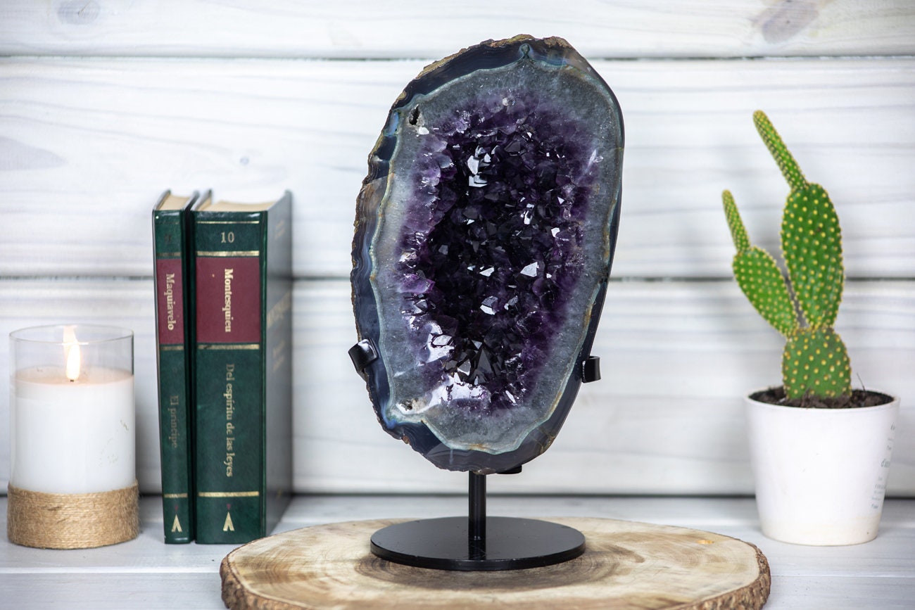 Beautiful Amethyst Geode with Display Stand Uruguayan | Etsy