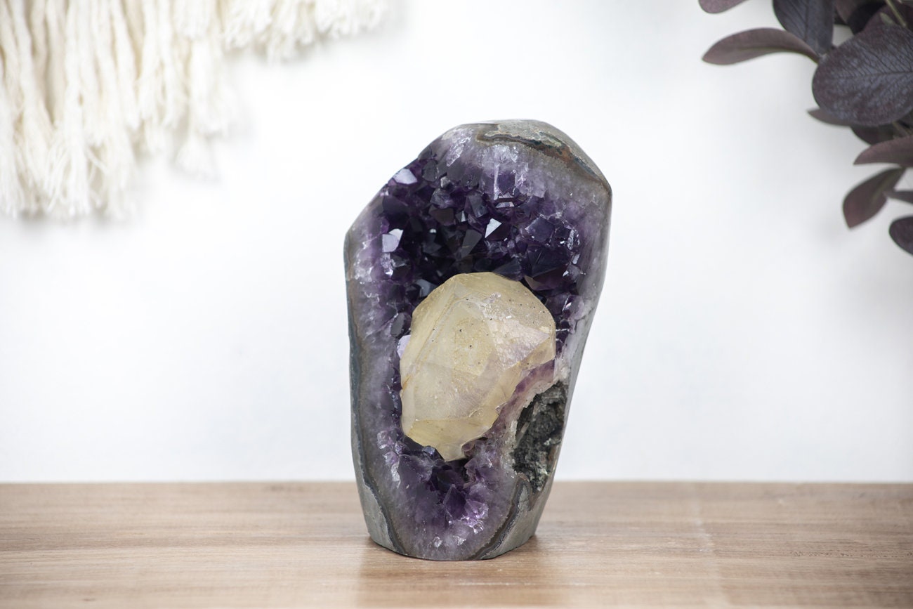 Huge Calcite Crystal and Amethyst Specimen Uruguayan Amethyst | Etsy