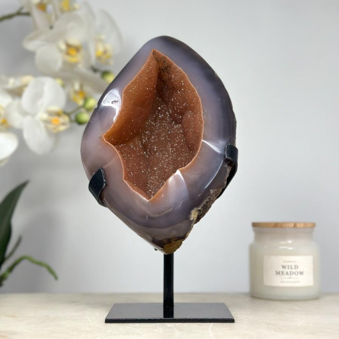 Unique Agate Geode With Orange Quartz Druzy Crystals - MWS1291 - Etsy