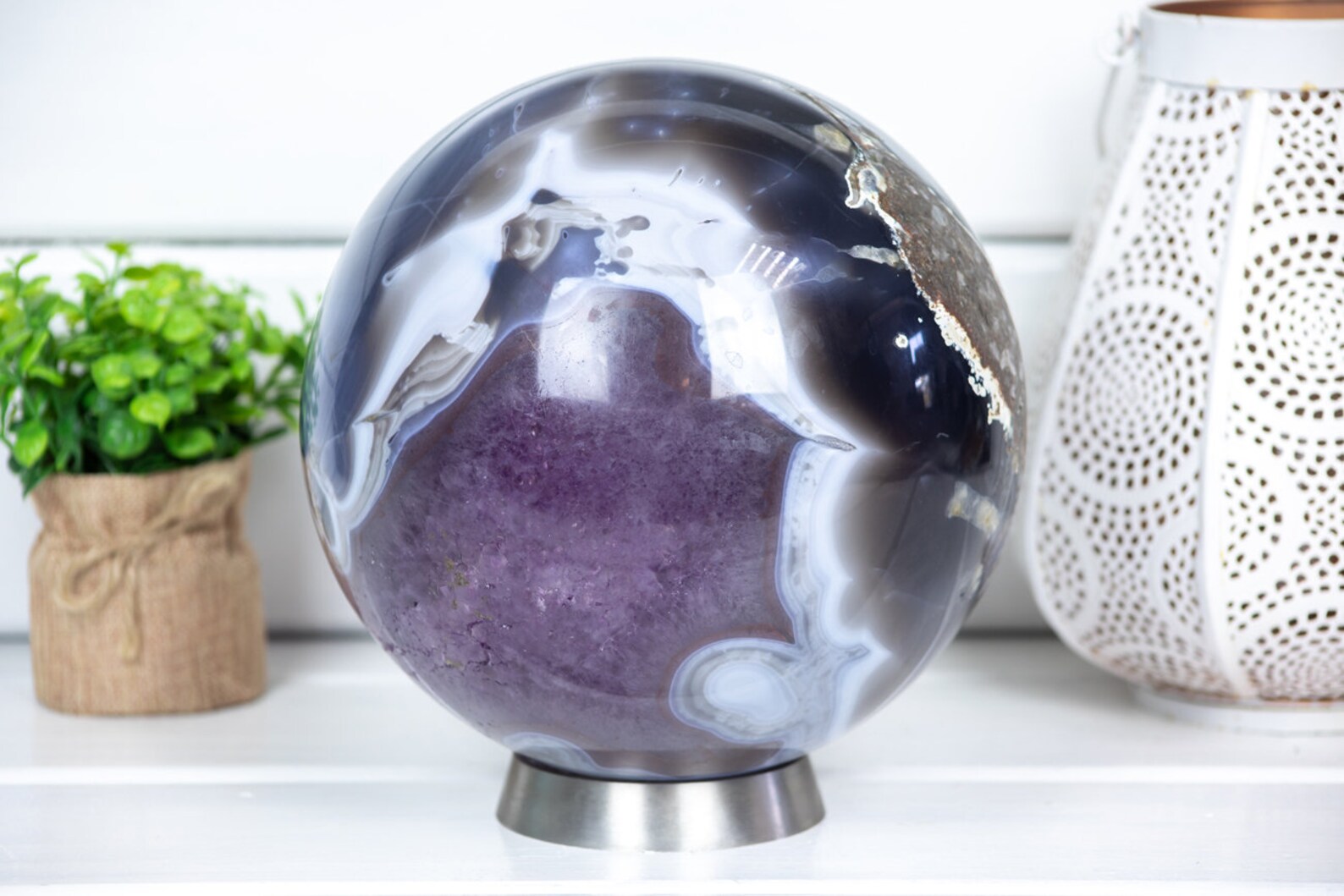 XXL 7 in Premium Amethyst & Agate Sphere Geode SAM0110 | Etsy