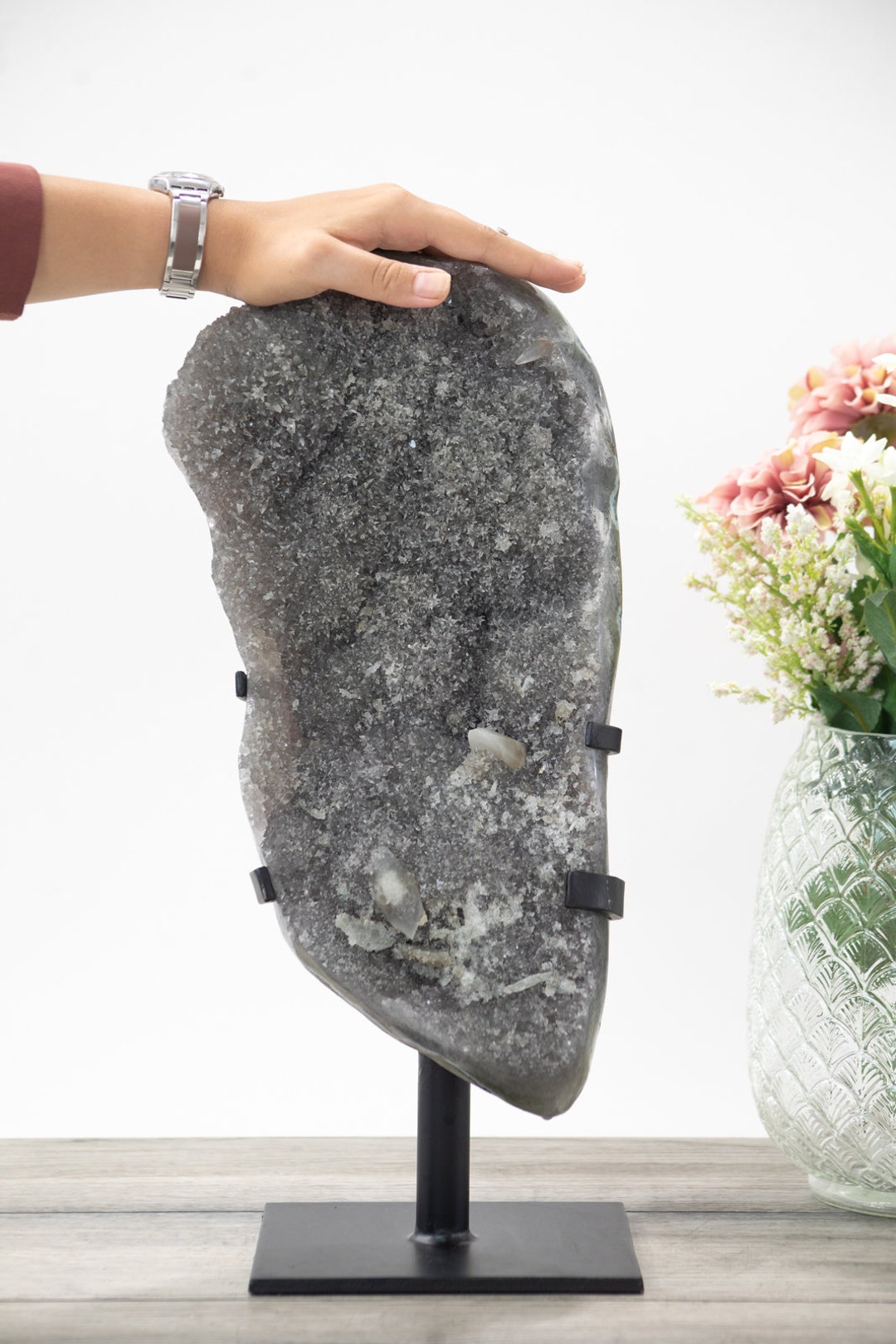 Massive Quartz Specimen With Intricate Calcites and Sparkling Crystals ...