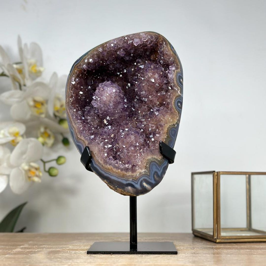 Natural Amethyst & Agate Geode With Stalactite Formations - MWS1910 - Etsy