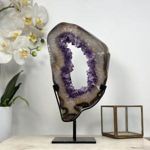 Natural Large Amethyst & Quartz Portal With Metallic Stand - MWS1957 - Etsy