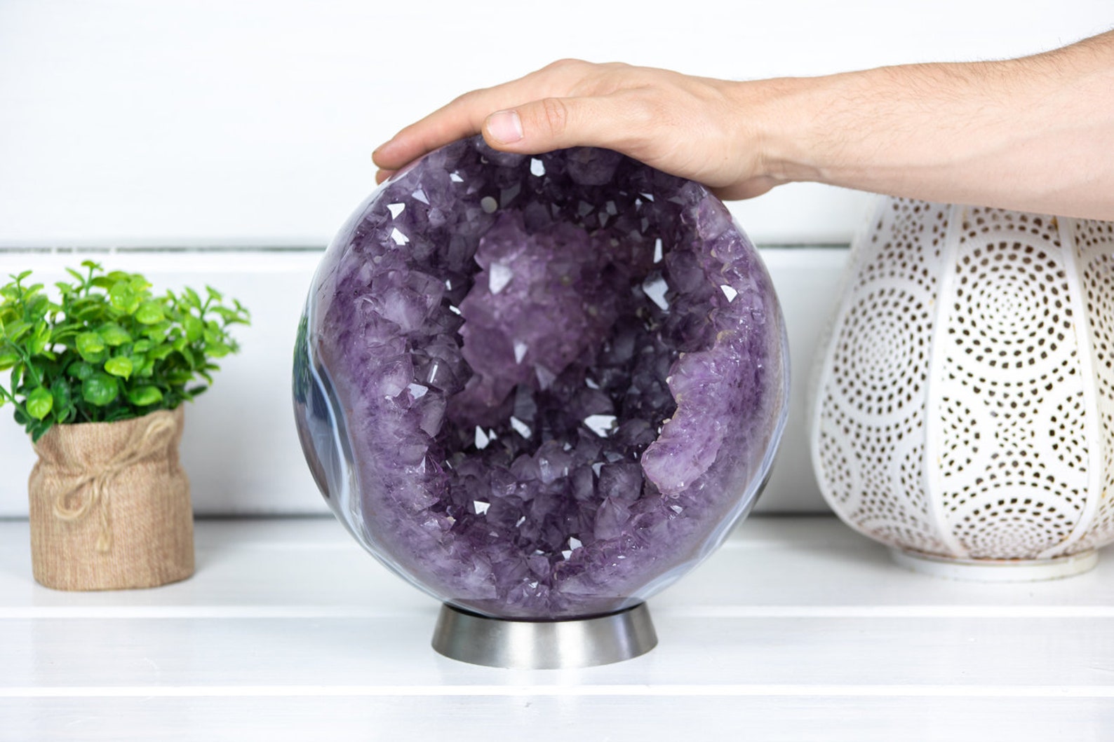 XXL 7 in Premium Amethyst & Agate Sphere Geode SAM0110 | Etsy