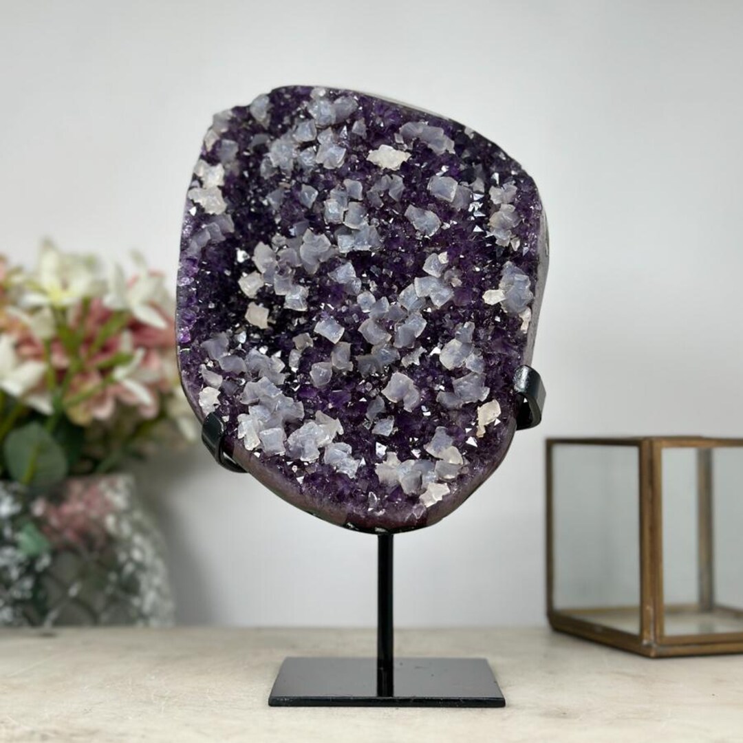 Natural Amethyst Crystal Cluster With Candy Calcite Formations MWS1127 ...