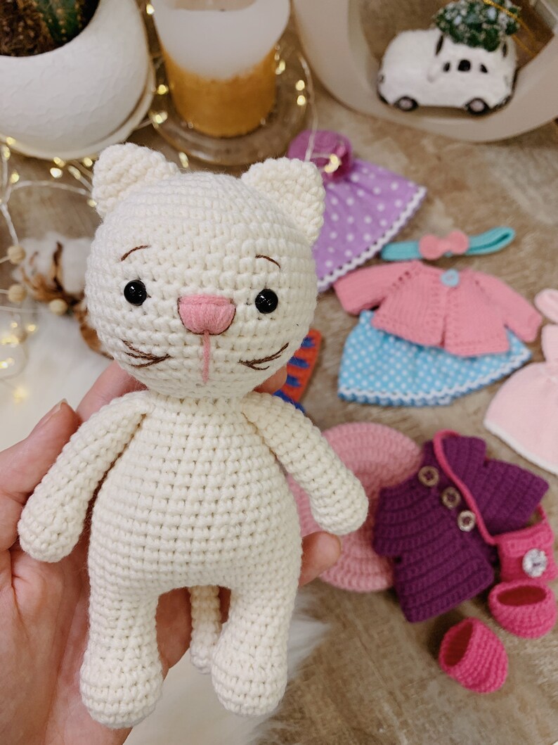 Stuffed Kitty Doll With Clothes Crochet Animal Stuffed - Etsy