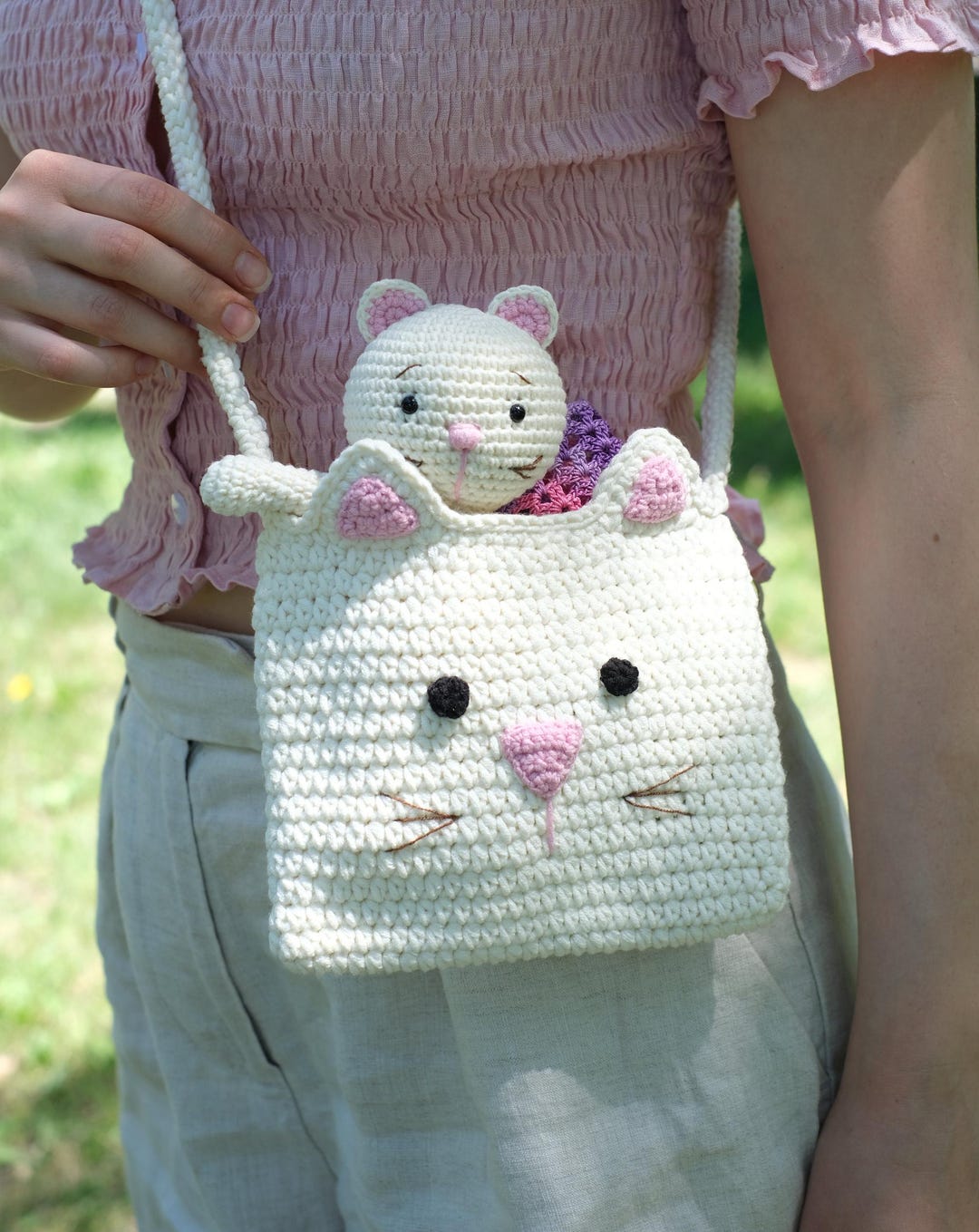 Mini Animal Bag, Cat Bag for Kids, Handmade Knitted Bag for Children ...