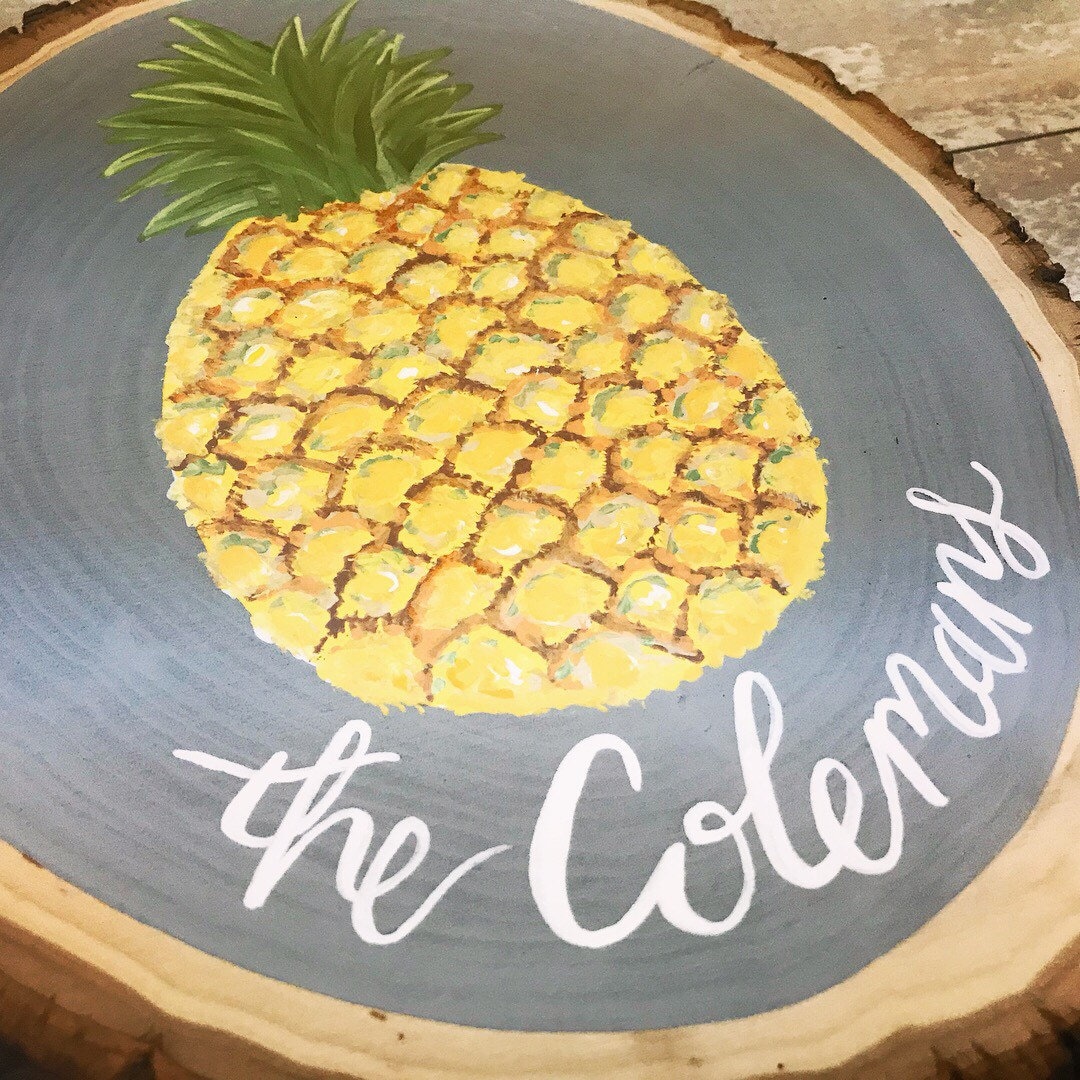 Personalized Hand-painted Pineapple Wooden Sign (large) - Etsy