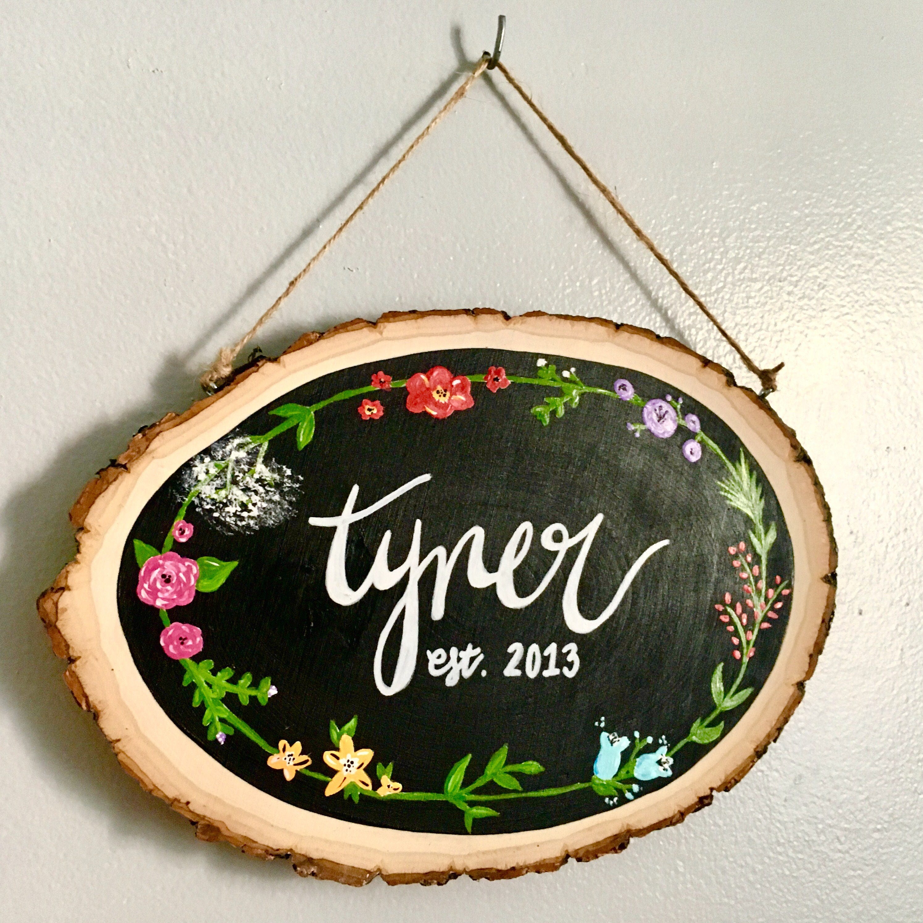 Personalized Hand-painted Wooden Sign - Floral (large) - Etsy