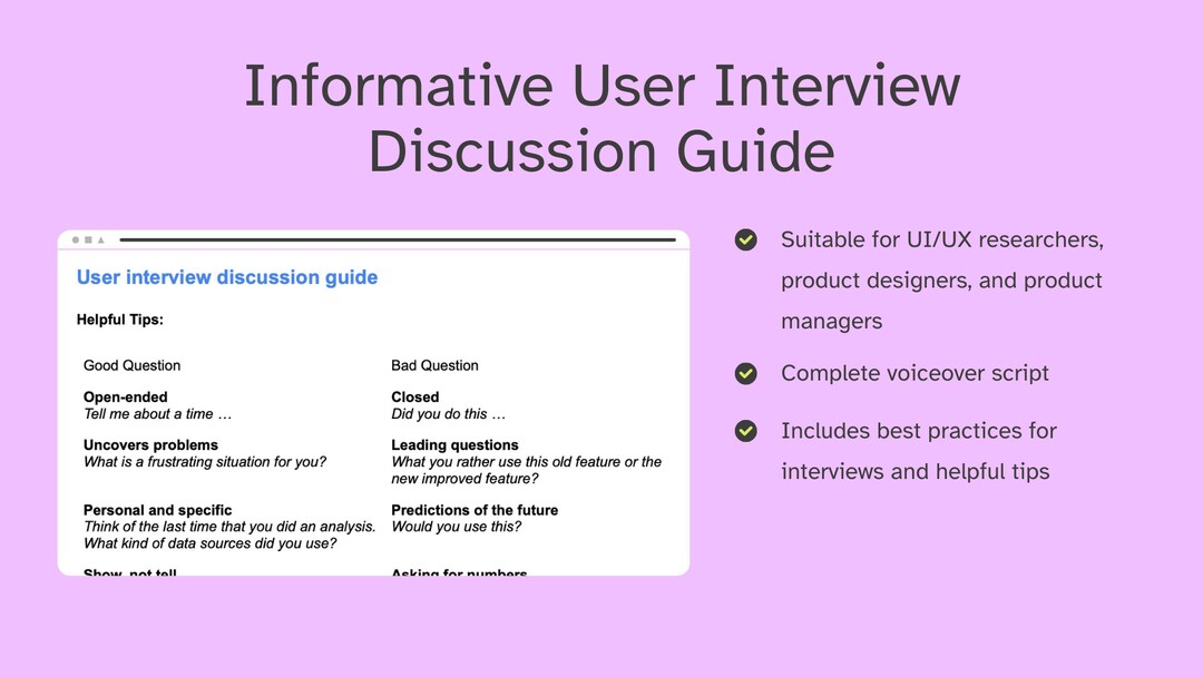 User Interview Template UI UX Research Product Design Product ...