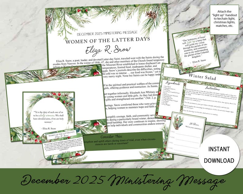 December 2025 Ministering Kit: Women of the Latter Days - Eliza R. Snow ...